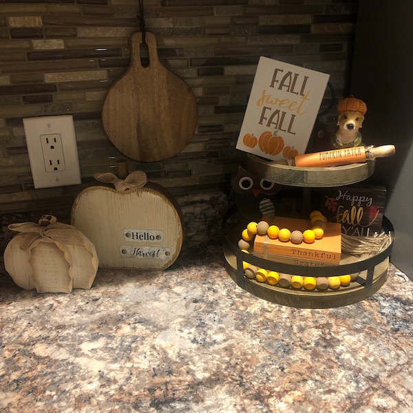 Thanksgiving Decor Set-book Stacks-beaded Garland-rolling Pin-book ...