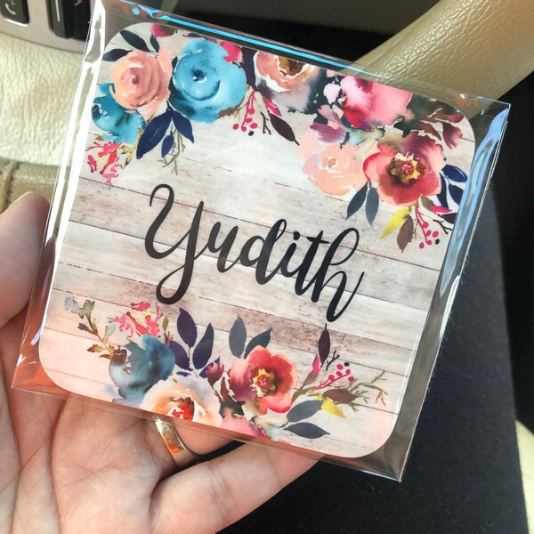 Personalized Name Coaster, Custom Name Floral Coaster, Personalized ...