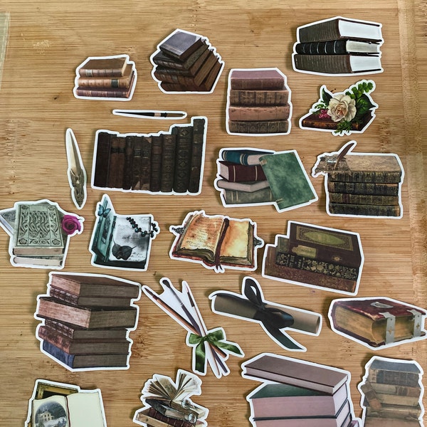 Vintage Book Letter Stickers Dictionary Bible Notebook Flower Stickers ...