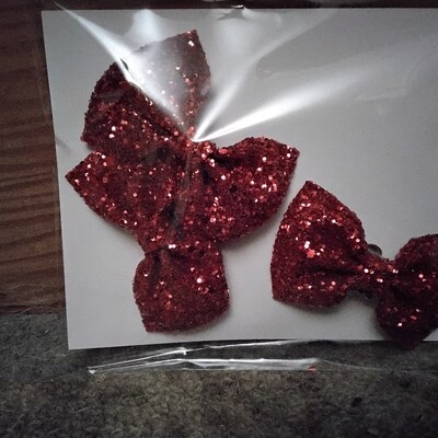 Maxi Ruby Red Glitter Bow / Red Glitter Bow / Glitter Fabric Bow ...
