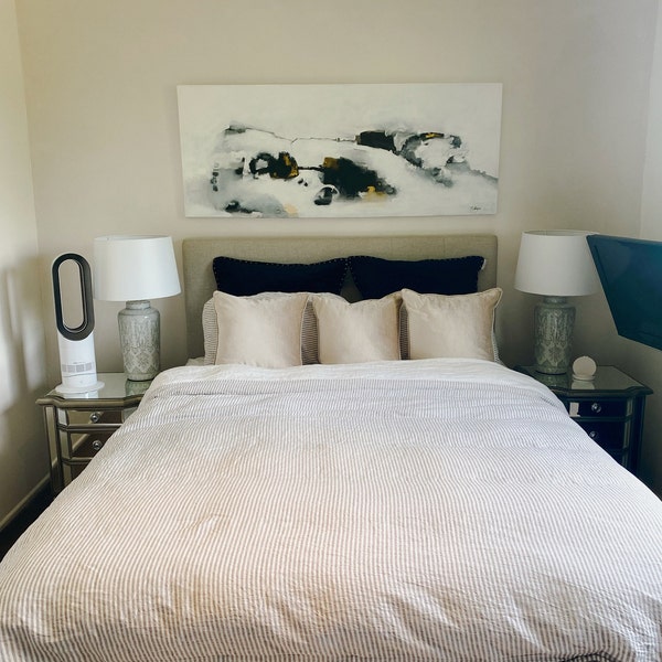 Original Abstract Painting, Modern Art, Gold, Black & White, Trish ...