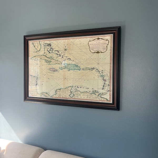 Old Caribbean Islands Map (1795) Vintage West Indies Nautical Chart ...