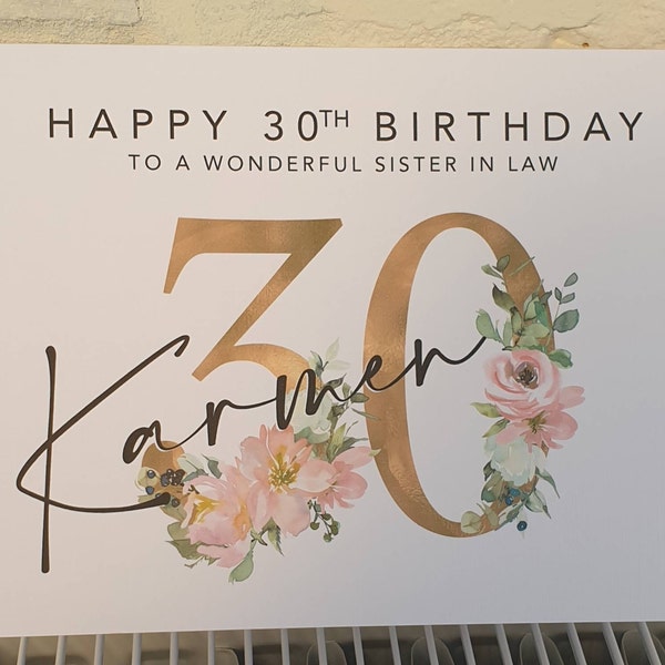 Personalised Floral 30th Birthday Card | Thirty Birthday, 30, Girl ...