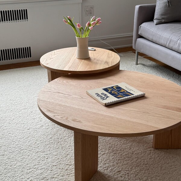 Oak Coffee Table/round/handmade - Etsy