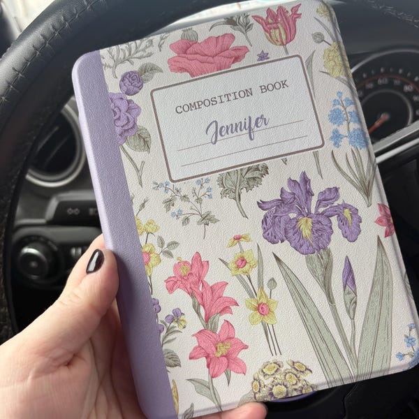 Purple Floral All New Kindle 11th Gen 2024 Case Composition Book Kobo ...