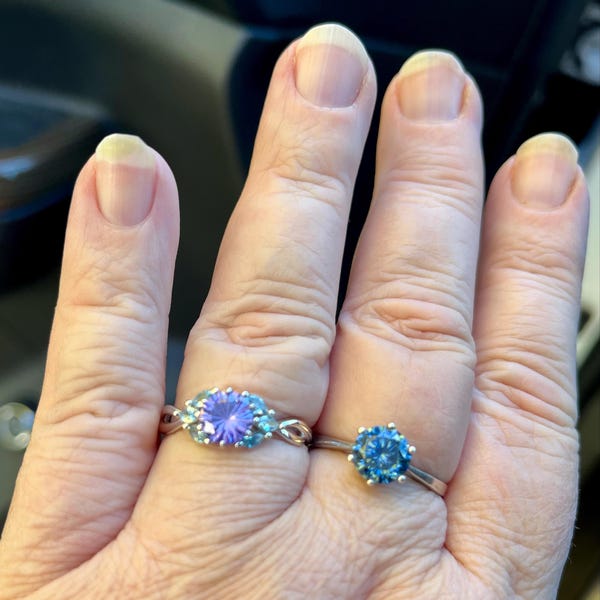 Orion Star Wedding Ring Set, Blue Nebula Sapphire Engagement Rings, His ...