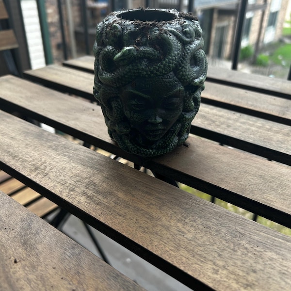 Hand-painted Concrete Medusa Head Planter | Small Greek Mythology ...