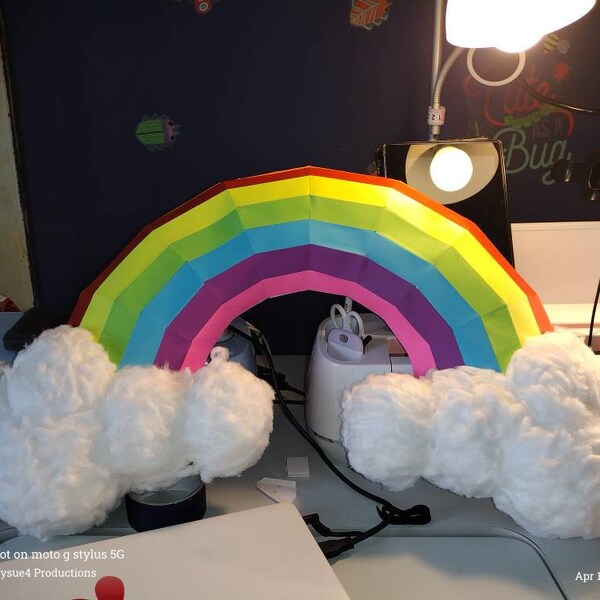 Rainbow Papercraft SVG PDF Template for DIY 3D Rainbow Clouds Sun, Low ...