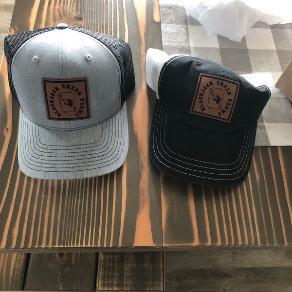 Custom Logo Leather Patch Hat | Leatherette | Trucker | Baseball Cap ...