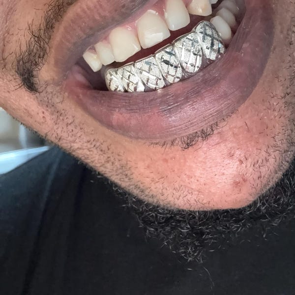Silver Grillz 925 Sterling Silver Teeth Real Diamond Dust Custom Silver ...