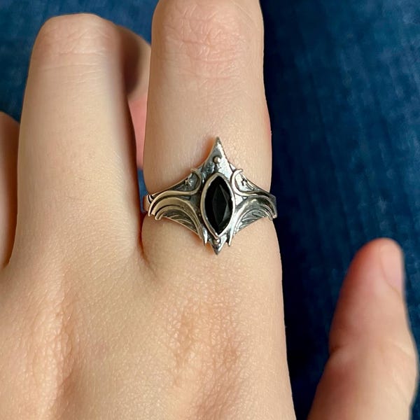 Genuine Black Onyx Ring* Handmade Gothic Black Onyx Ring* Unique Gift ...