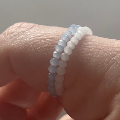 Baby Blue Dainty Beaded Ring - Etsy Canada