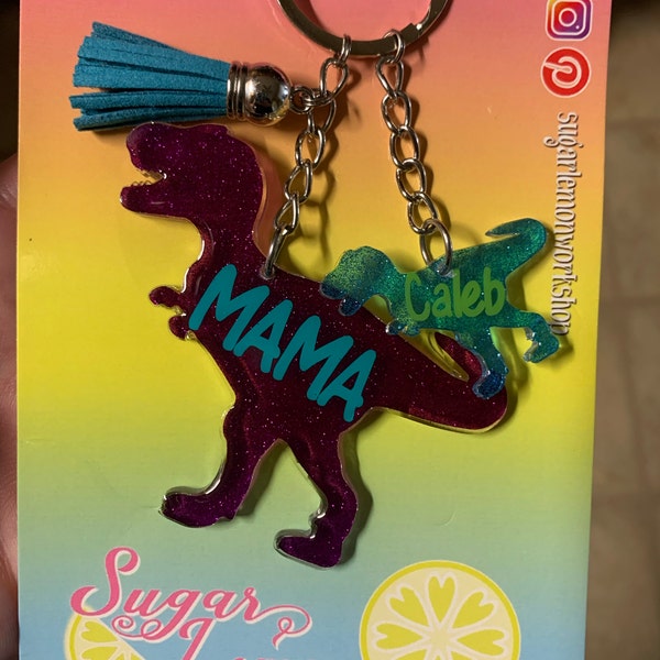 Mama Hen With Chicks Keychain, Personalized Mama Chicken Keychain, Mama ...