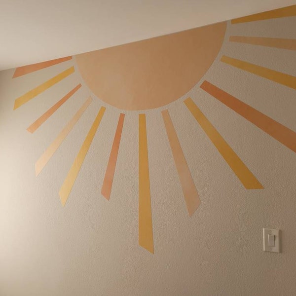 Big Yellow Rising Sun Wall Decal, Plastic-free Wall Sticker - Etsy
