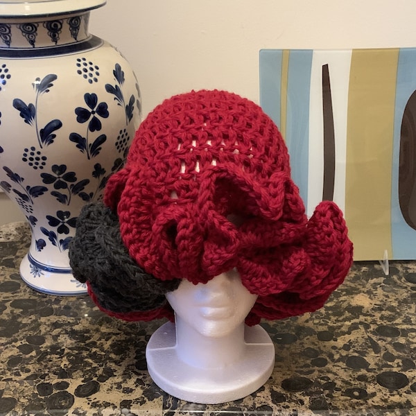 Crochet Granny Square Bucket Hat | Crochet Ruffle Brim Hat | Granny ...