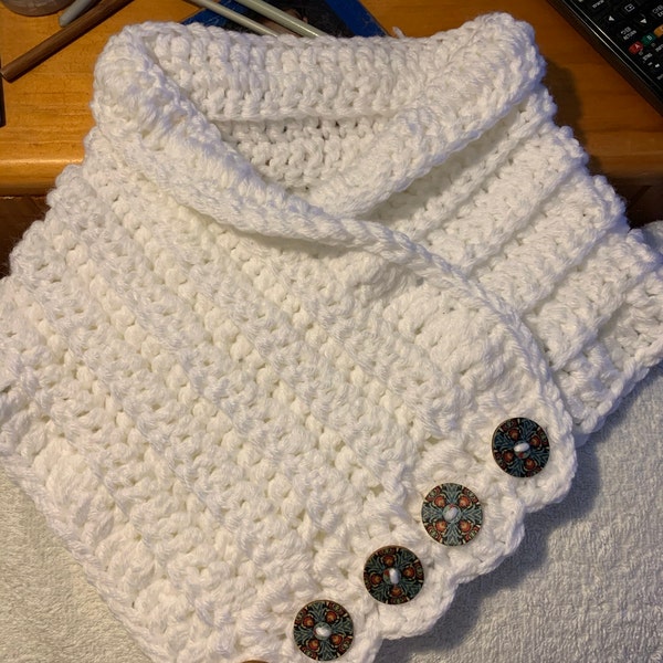 Bulky Buttoned Scarf Crochet PATTERN, Chunky Tuscany Neck Warmer ...