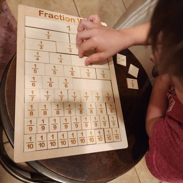 Wooden Fraction Tiles Set- 55 Pieces, Montessori Fraction Learning Tool ...