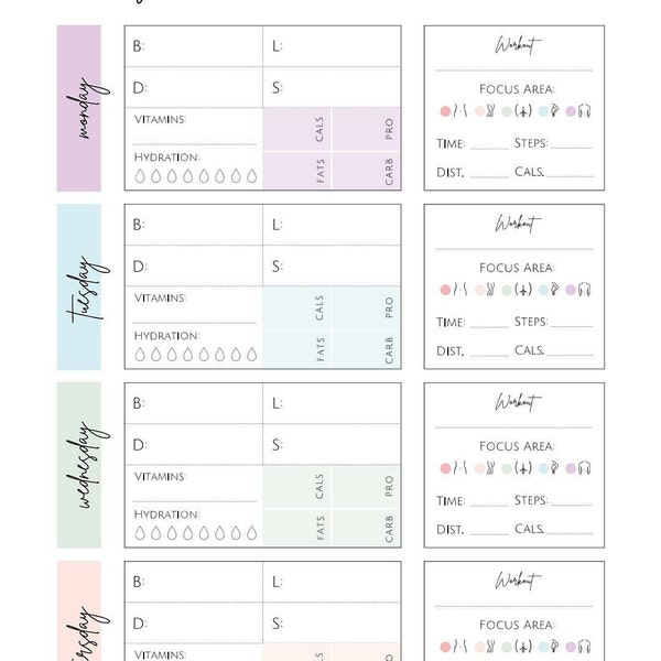 Fitness Planner, Weight Loss Tracker, BUNDLE, Workout Planner Fitness ...