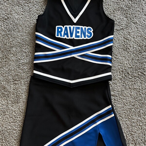 Cheerleader Royal Blue Sparkle Silver White Uniforms Halter Style Front ...