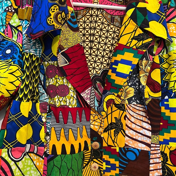 African Print Handmade Patchwork Fitted Woman’s Blazer 100% Cotton ...