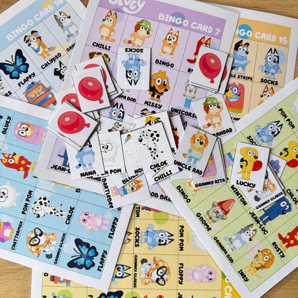 Bluey Bingo Game Printable Kids Party Activity Instant Download Family ...