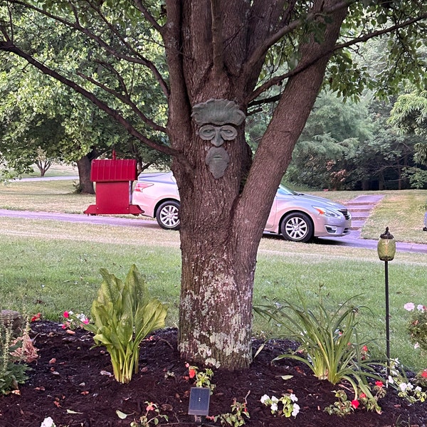 Sylvan Tree Face Outdoor Garden Art All Weather Concrete Handcrafted in ...