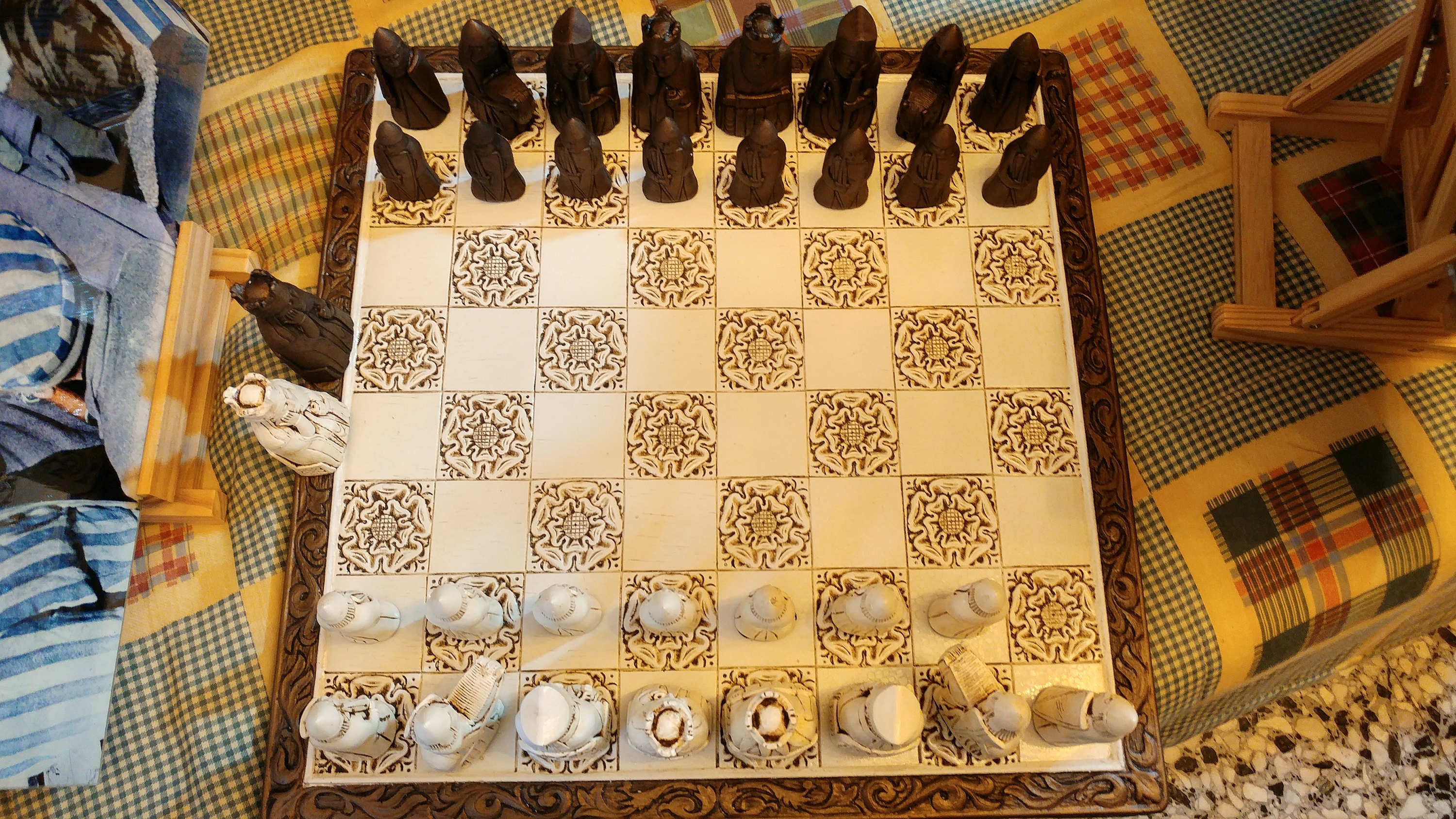 large Chess Board - Medieval Chess board, Rustic old world York Rose ...