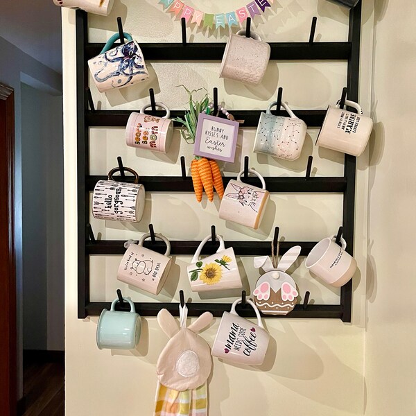 Mason Jar Storage and Display Rack, Wood Wall Rack, Glass Storage, Wood ...