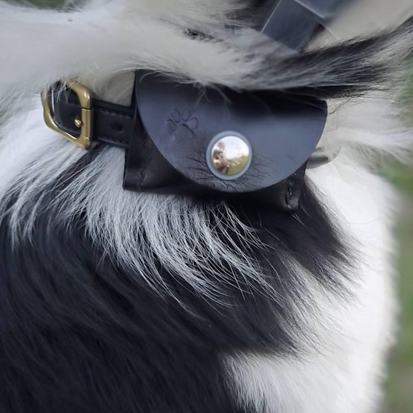 Dog Tag Collar Pouch / Brown Leather Pet Tag Silencer - Etsy