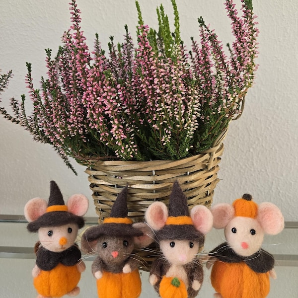 Adorable Halloween Pumpkin Mouse With Witch Hat, Unique Halloween Gifts ...