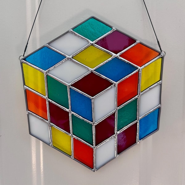 Rubik's Cube Pattern, Modern Suncatcher, Diy Stained Glass - Etsy