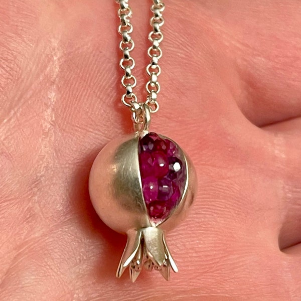 Pomegranate Gold Necklace - Small 18k Gold Pomegranate Pendant W Ruby ...