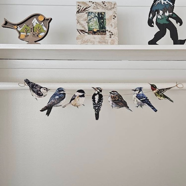 BIRD GARLAND - Birds of Quebec, Canada - Botanical Paper Garland ...