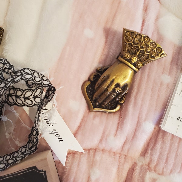 Victorian Hand Brass Clip Small - Etsy
