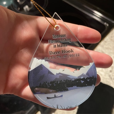 Fishing Memorial Tear Drop Personalized Memorial Ornament, Memorial ...