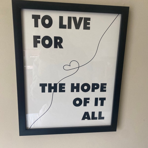 AUGUST Taylor Swift Poster to Live for the Hope of It All Song Lyric ...