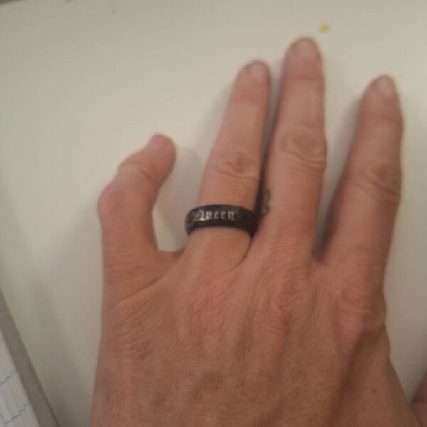 Custom Video Game Ring Mass Effect Ring N7 Combat Suit Engraved Black ...