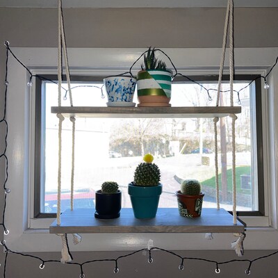 Hanging Window Shelves Window Plant Shelf 2 Tiered Window Floating ...