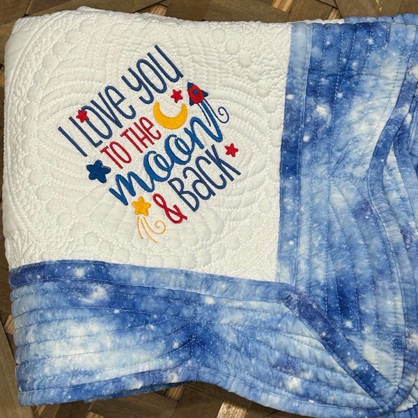 I Love You to the Moon and Back - Machine Embroidery Design - 4x4 5x7 ...