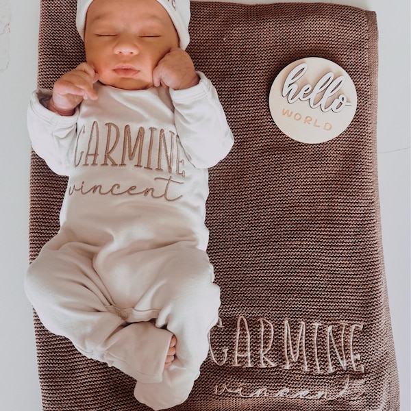 Baby Blanket Set, Embroidered Name, Stroller Blanket, Newborn Baby Gift ...