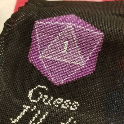 D20 Cross Stitch Pattern, Funny Crossstitch PDF, Guess I'll Die D&D ...