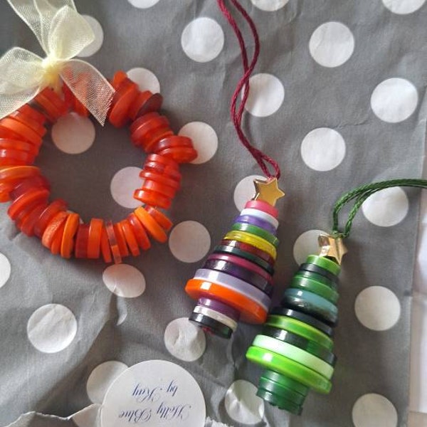 Handmade Special Edition Button Christmas Tree Decoration, Gift Tag ...