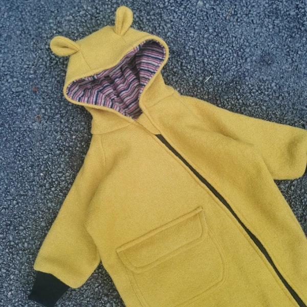 Wool Overalls for Kids, Soft Warm Bunny Ears Hood Bodysuit for Baby ...
