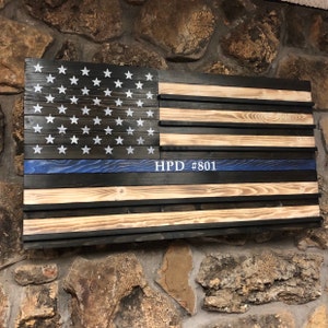 Blue Line Challenge Coin Display Flag, Retirement Gift for Police ...