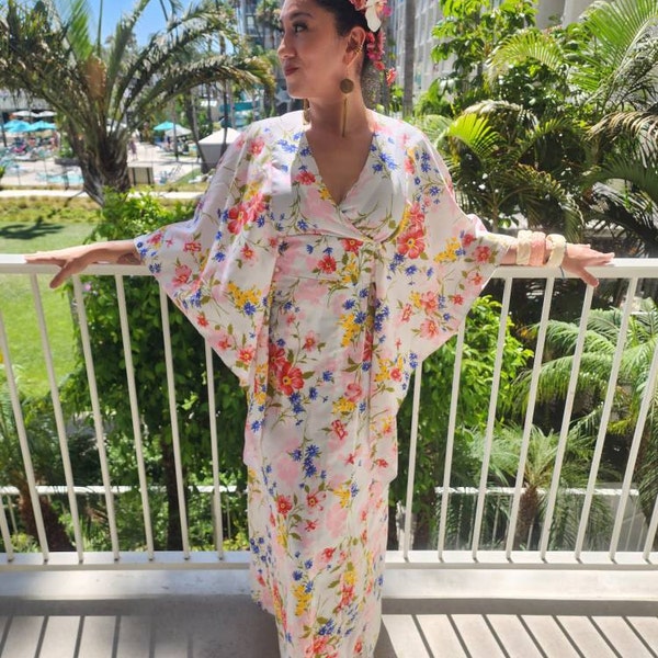 Vintage 1950’s 1960’s Hawaiian Togs Tiki Dress With Red Kimono Obi Belt ...