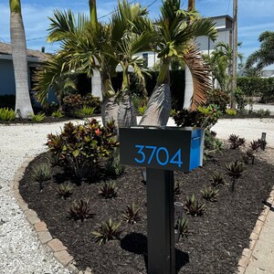 Modern House Numbers, Concrete With Red Acrylic Vertical Contemporary ...