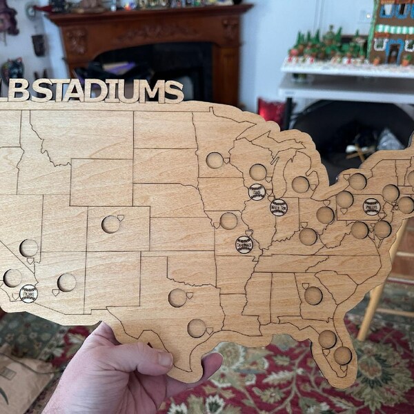 Baseball Stadium Tracker, Handcrafted Travel Map With Ballpark ...