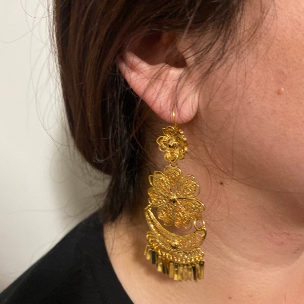 Medium. Aretes De Filigrana Mexicanos. Aretes De Chapa De Oro. Mexican ...