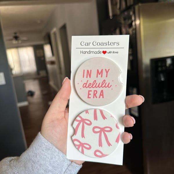 Custom Ceramic Car Coasters: Pink Coquette, Cowboy Hat, Retro Check ...