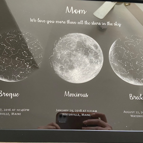 Met Engaged Married 3 Location MOON Phase STAR Map, Personalized ...